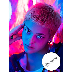 Akeoqi 28Pcs Nose Stud Nose Chain Screw Straight L Shape Nose Stud Chain Nose Stud Nostril Piercing Body Jewelry for Women Men 20G Set 2mm 2.5mm 3mm CZ Silver Tone