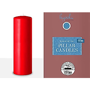 Hyoola Red Pillar Candles 2x8 Inch - 4 Pack Unscented Pillar Candles - European Made
