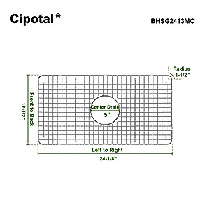 CIPOTAL 24.1 in. x 12.5 in. Centre Drain Sink Protector with Supersoft Silicone Feet in 304 Grade Stainless Steel