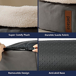 Petace Self Warming Cat Bed, 17.7" x 13.7" Anti-Slip Soft Round Thermal Pet Cushion Bed for Kittens & Small Puppy, Gray