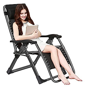 ABaippj Zero Gravity Recliner with Detachable Pillow, Outdoor Adjustable Folding Reclining Lounge Chair for Camping, Beach Side, Pool Side or Home