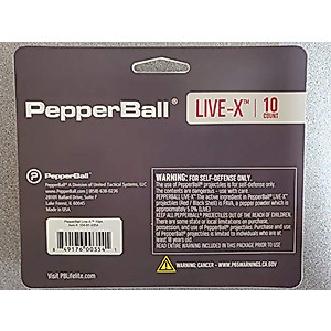 PepperBall Live-X Police Grade Projectiles, Powerful Non Lethal Self Defense .68 Caliber PAVA Powder, 10 Count