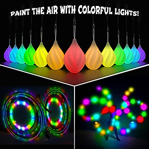 LED Poi Balls Set for Children and Adults - Luminous Premium Toy for Beginners & Professionals | LED Pois Kids Juggling | Juggling Set & Light Painting Accessories | Fire Poi Balls & Luminous Balls