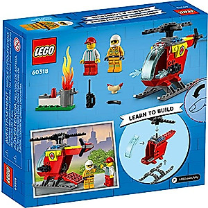 LEGO City Fire Helicopter Toy 60318 for Preschool Kids, Boys and Girls 4 plus Years Old, with Firefighter Minifigure & Starter Brick
