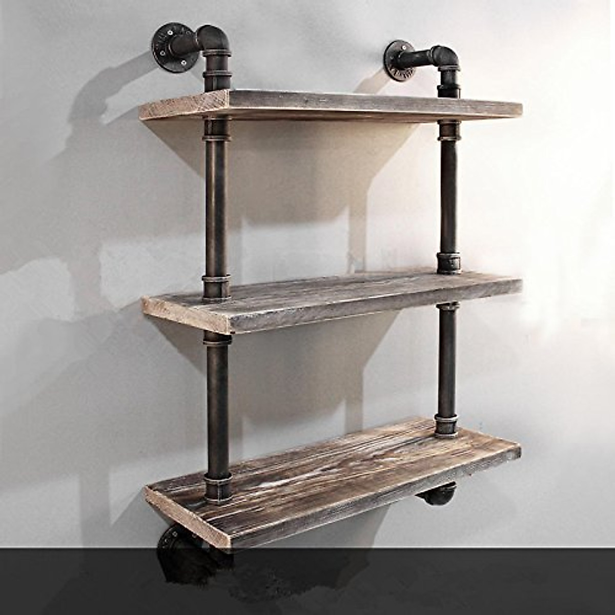 WGX Design for You Industrial Pipe BookcaIndustrial Pipe Bookcase Wall Shelf,Rustic Floating Wood Shelves Shelving (24'')