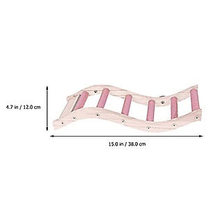 Parrot Ladder Toy Bird Wooden Ladder Bridge Parrot Exercise Climbing Ladder Cage Branch Toys for Small Conures Macaws Parakeets Parrots Love Birds Finches Pink