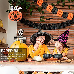 Hoement 24 pcs Decoration Birthday Ornament Decor Poms Pleated Halloween Personalized Decorative Honeycomb Ball Event Tissue Pumpkin Indoor Dot Garlands Fans Circle Pom Spider Pendant