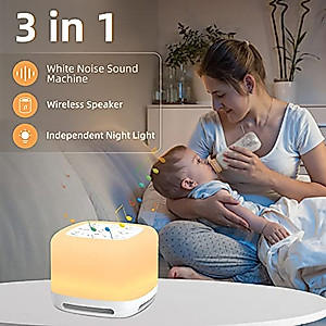 White Noise Sound Machine for Adults Baby & Night Light & Wireless Speaker 3 in 1, Portable White Noise Machine with 40 Soothing Sounds and 8 Colors Light for Sleeping, Relaxation, Privacy, Study