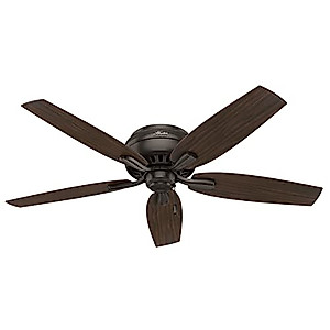 Hunter Fan Company, 53314, 52 inch Newsome Premier Bronze Low Profile Ceiling Fan with LED Light Kit and Pull Chain