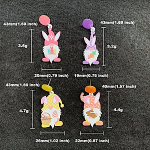 Easter Acrylic Dangle Earrings Cute Rabbit Gnome Drop Earrings for Women Holiday Jewelry Gifts