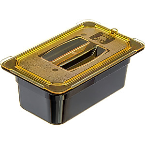 Carlisle FoodService Products 10490U13 StorPlus High Heat Universal Handled Food Pan Lid, Quarter Size, Amber