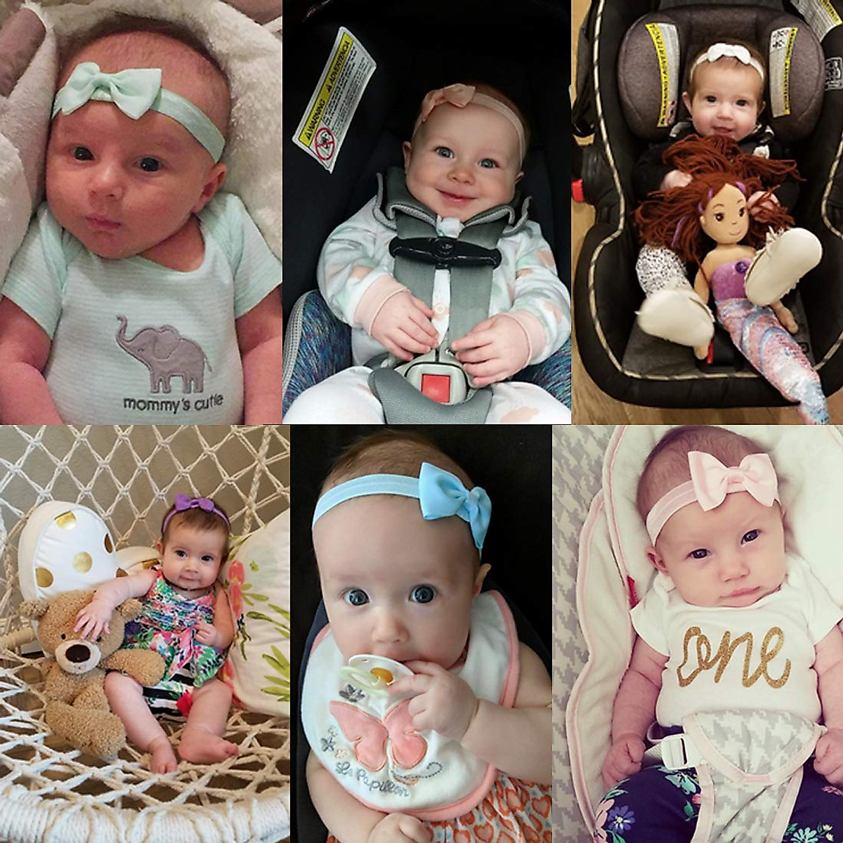 WillingTee Baby Girls Headbands Tiny Bows 2.75" Grosgrain Ribbon Hair Bow Hair Band Hair Accessories for Baby Girls Infants Toddlers Kids Newborns