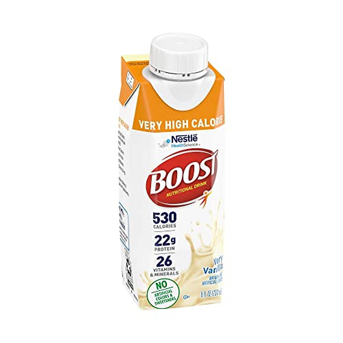 Boost Very High Calorie Vanilla Nutritional Drink – 22g Protein, 530 Nutrient Rich Calories, 8 Fl Oz (Pack of 24)