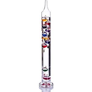 Palais Essentials Galileo Thermometer - Floating Glass Balls Fahrenheit Temperature Indicator - Fun and Decorative (17.5" Inches High, 10 Multi Colored Spheres)