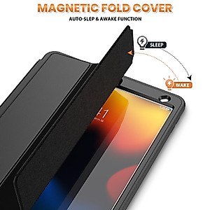 Timecity Case for iPad 9th Generation 10.2 inch 2021, Case for iPad 8th/ 7th Gen 2020/2019, Durable Protection Case with Pencil Holder Folding Stand Smart Cover Auto Sleep/Wake - Black