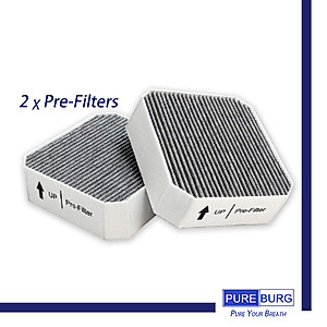 PUREBURG Replacement True HEPA Filter Set fits to Molekule Air Purifier,H13 Activated carbon 2-IN-1 Pre-Filter Air Clean Dust VOCs Odor PM2.5