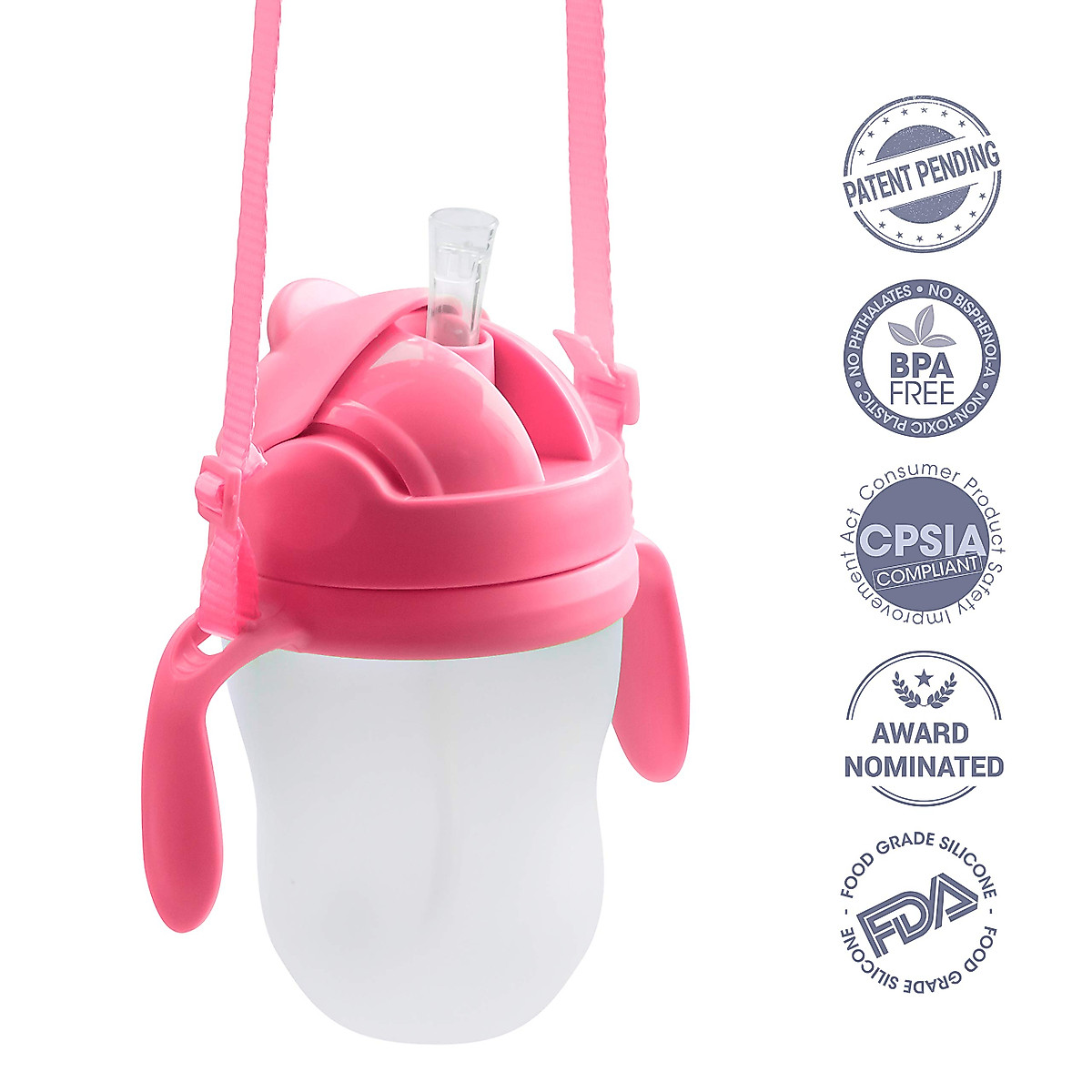 ANPEI 3-in-1 Weighted Straw Sippy Cup Conversion Kit for Comotomo Bottles | Versatile, Leak-Proof - Easy-to-Use Solution for Babies and Toddlers | Compatible with 5oz & 8oz Bottle (Pink)