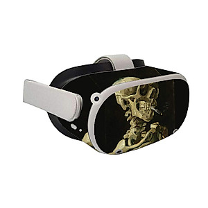 MightySkins Skin Compatible with Oculus Quest 2 - Skull with Cigarette | Protective, Durable, and Unique Vinyl Decal wrap Cover | Easy to Apply | Made in The USA