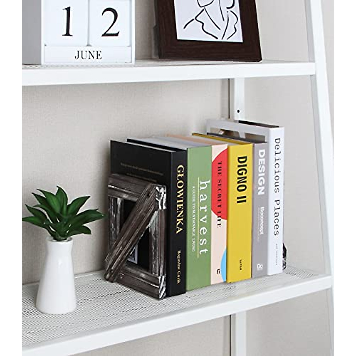 J JACKCUBE DESIGN Rustic Bookends 1 Pair, Decorative Farmhouse Bookend for Heavy Books Magazine DVD on Desk Table Shelf - MK709A
