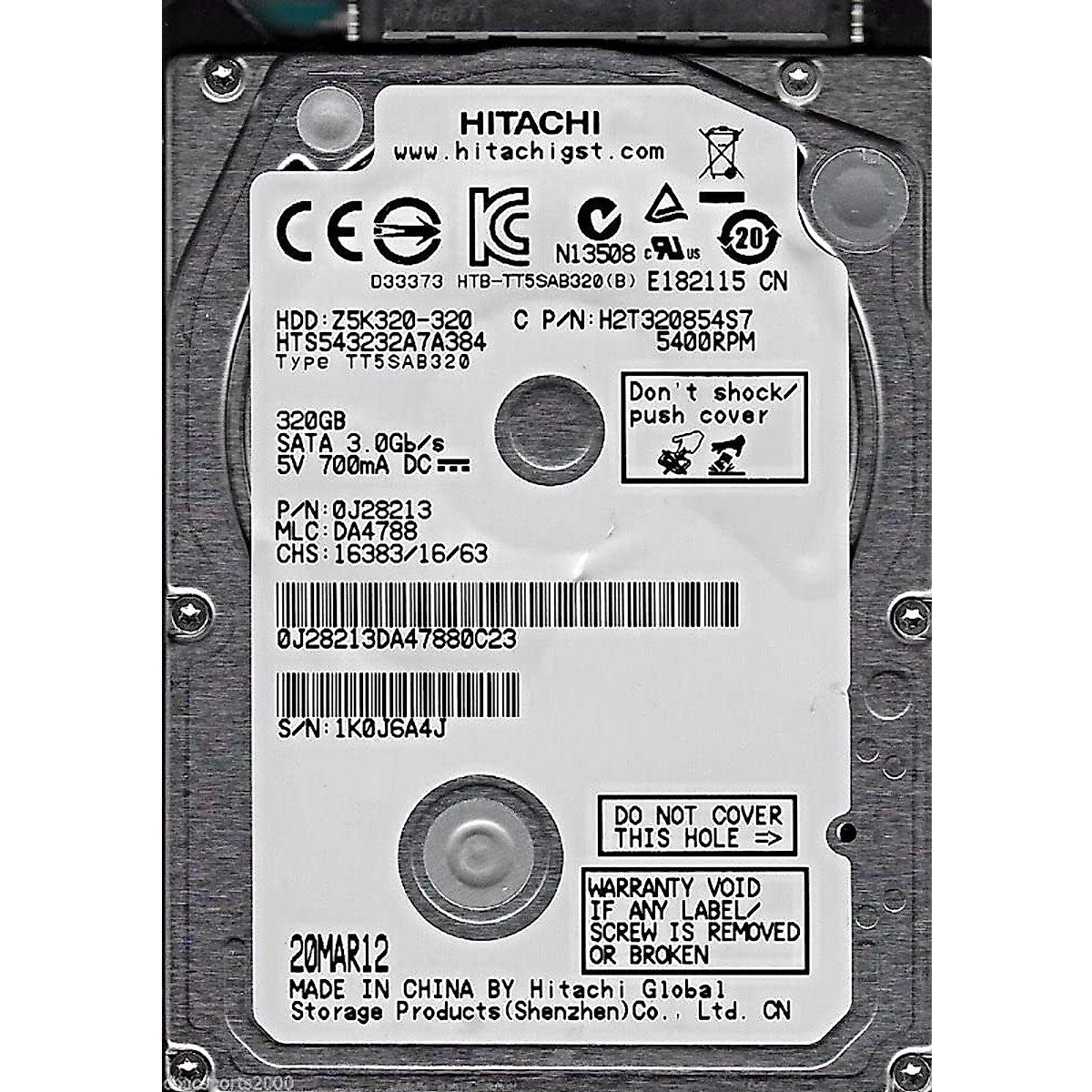 HGST Travelstar Z5K320 HTS543232A7A384 320 GB 2.5 Internal Hard Drive (Renewed)