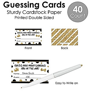 Big Dot of Happiness 1st Birthday Little Mr. Onederful - How Many Candies Boy First Birthday Party Game - 1 Stand and 40 Cards - Candy Guessing Game