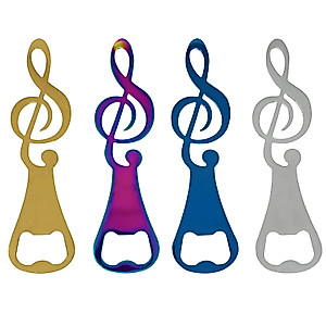 yueton 4PCS Musical Note Bottle Opener Keychain Stainless Steel Novelty Creative Beer Wine Bottle Opener Party Favors Backpack Pendant