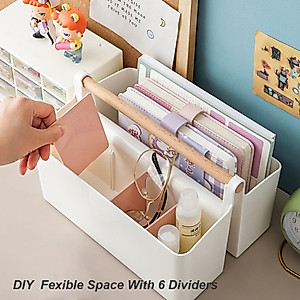 ENVIABELL Art Caddy Organizer, Plastic Art Supply Storage Organizer, Marker Organizer, Pencil Caddy with Handle, Craft Caddy with Dividers, Pen Holder for Desk