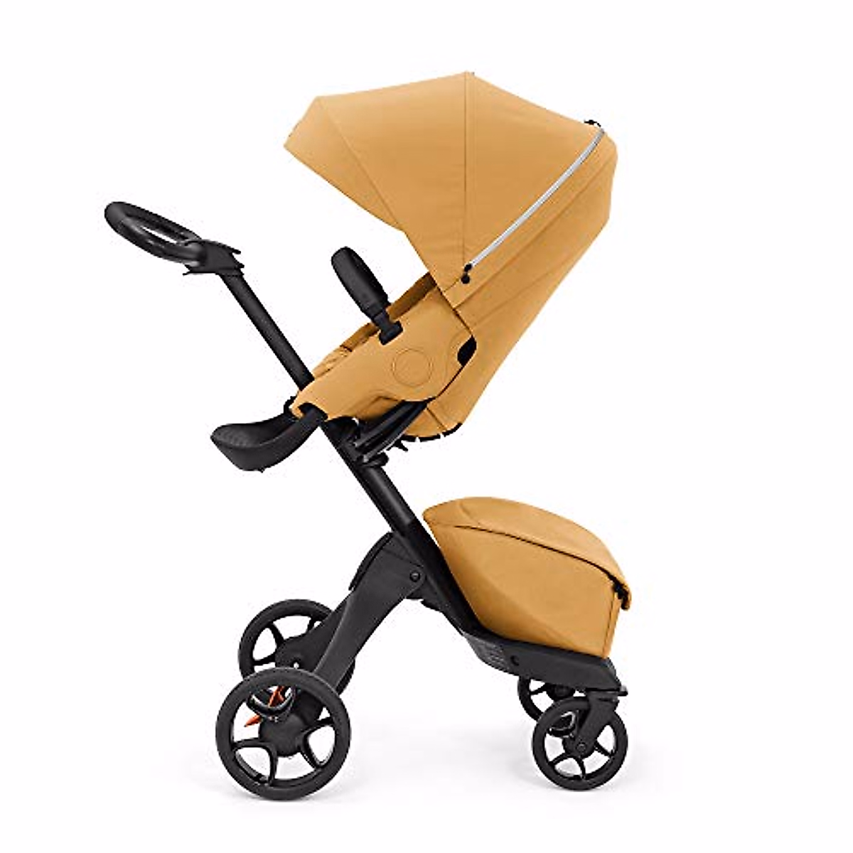 Stokke Xplory X, Golden Yellow - Luxury Stroller - Adjustable for Both Baby & Parents' Comfort - Padding, Harness & Reflective Zipper for Added Safety - Folds in One Step