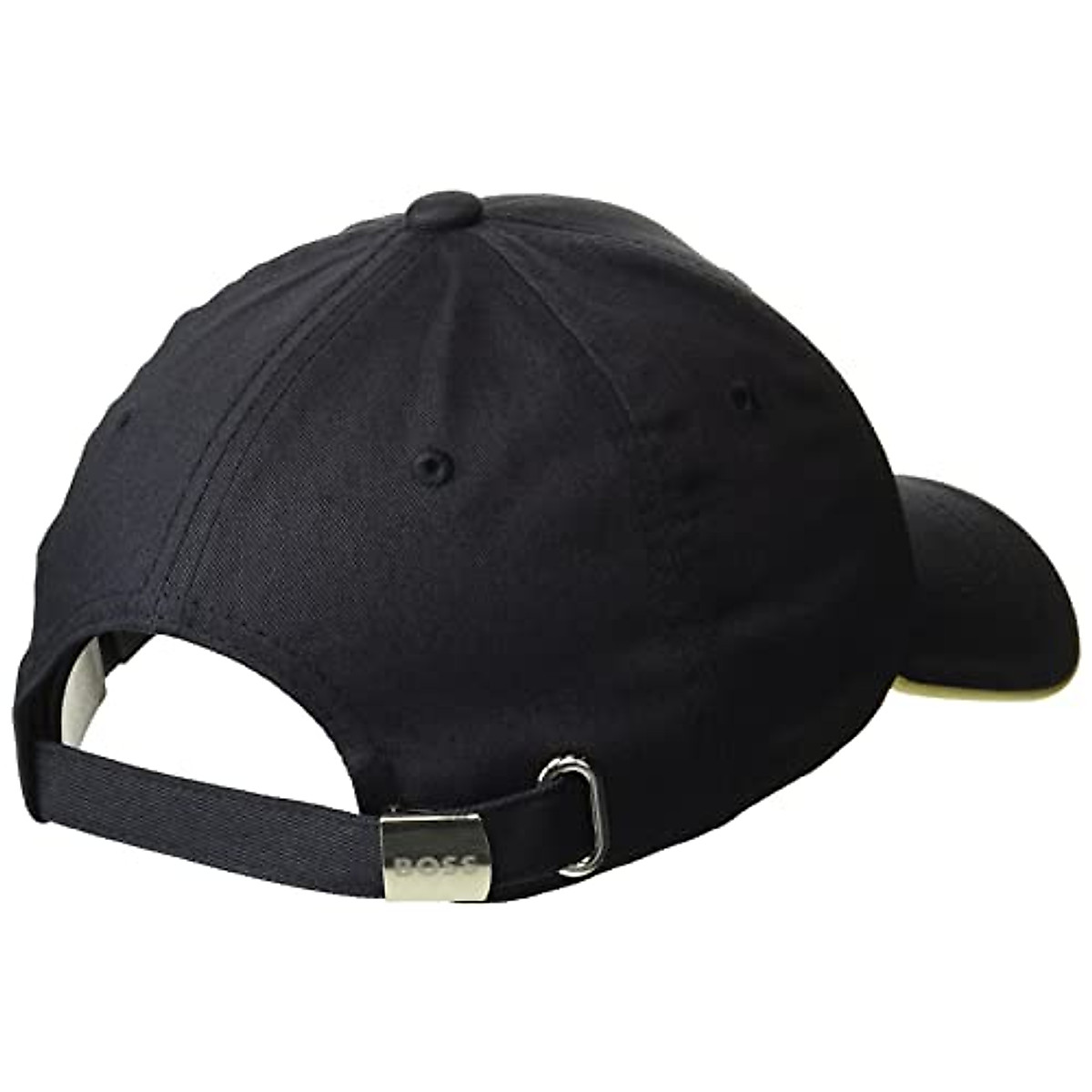 BOSS Men's Curved Logo Cotton Twill Hat, Dark Blue/Yellow