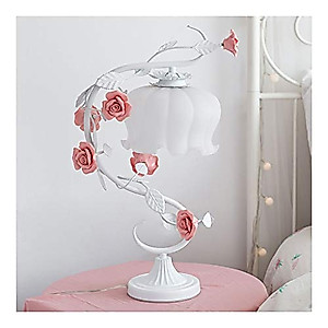 Useful Romantic Rose Table Lamp for Kids Creative Sweet Bedtime Nightstand Eye-caring Desk Lamps for Children Bedroom Reading Gift Girls Desk lamp (Color : White)