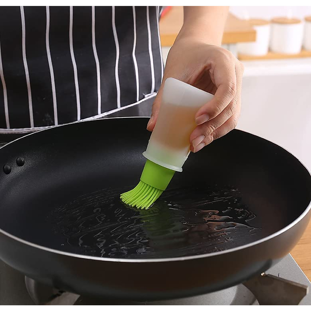 HLLMX 2 PCS Silicone Oil bottle brush Portable Oil Bottle Barbecue Brush Silicone Cooking Grill Barbecue Baking Pastry Oil,Honey,Sauce Bottle Brush Silicone Kitchen bbq Cooking Tool