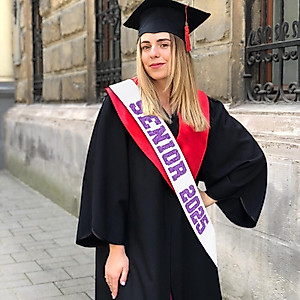 Generic Senior Sash 2025, Graduation Sash White with Purple Glitter Letter, Class of 2025 Sash for Graduation Party, Senior Cheer Sashes, Cheerleader Sash, Class Competition Sashes