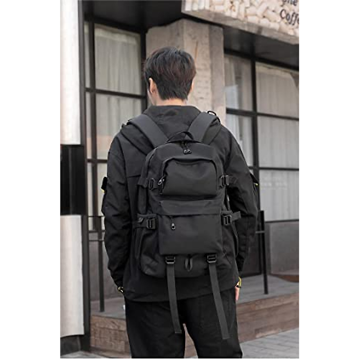 Male Backpack Travel Leisure Bag Computer Schoolbag for College and Middle School Students Can Fit 15.6 "laptop (black)