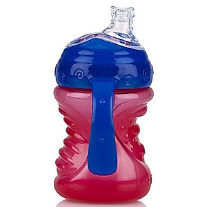 Nuby Plastic 2-Pack No-Spill Super Spout Grip N' Sip Cup, Red and Blue