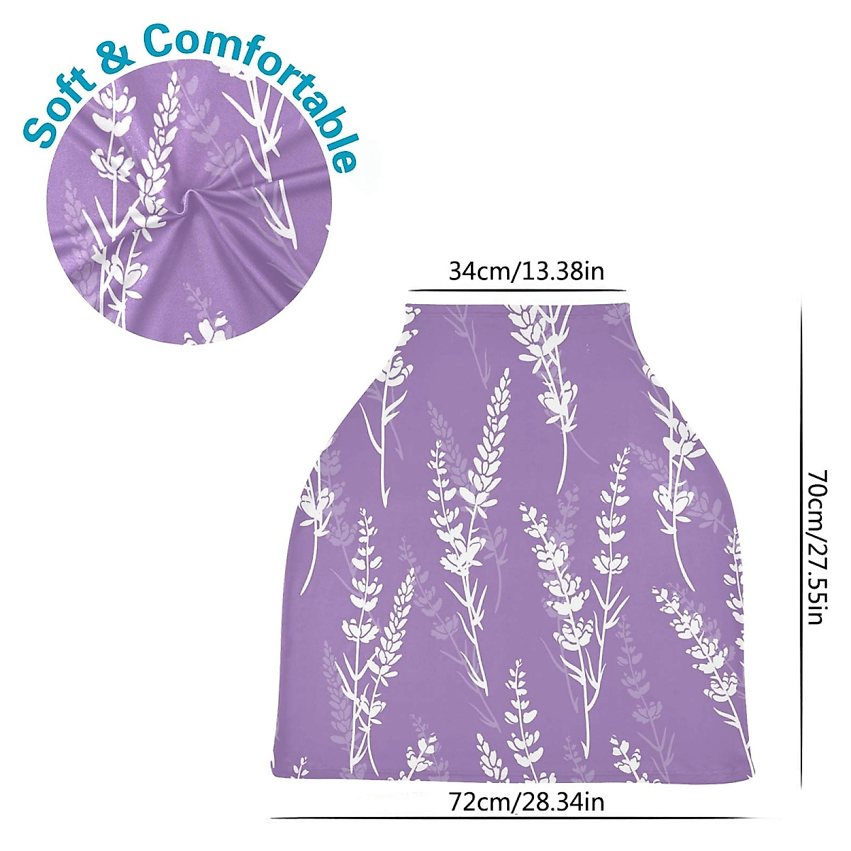 Nursing Cover Breastfeeding Scarf Lavender Flowers Purple- Baby Car Seat Covers, Stroller Cover, Carseat Canopy (2na7a)
