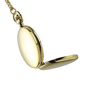 I-MART Smooth Vintage Pocket Watch with Chain (Gold)
