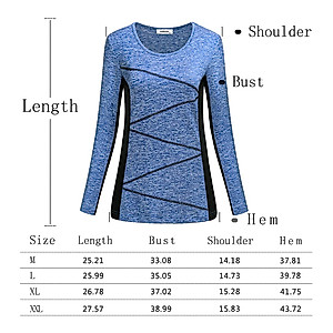 AxByCzD Exercise Tops for Women Yoga Long Sleeve Athletic Wear Running Training Performance Pilates Spring Workout Outdoor Clothes Blue XL