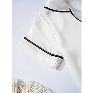 zdhoor 2Pcs Satin Silk PJs Sleepwear Infant Baby Boys Girls Pajama Set Cute Cartoon Shirt Tops with Pants Set White 6-12 Months