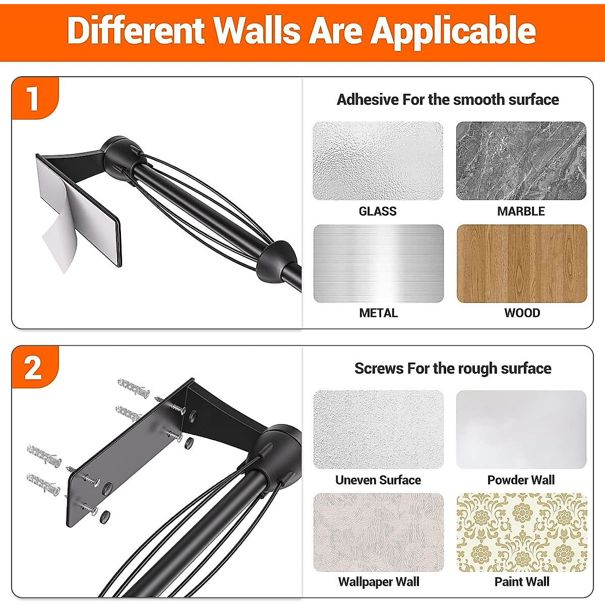 Paper Towel Holder Under Cabinet, Single Hand Operable Wall Mount with Damping Effect, Self-Adhesive or Drilled for Kitchen Bathroom, Black