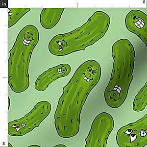 Spoonflower Fabric - Pretty Pickles Pickled Cucumbers Jars Faces Printed on Petal Signature Cotton Fabric Fat Quarter - Sewing Quilting Apparel Crafts Decor