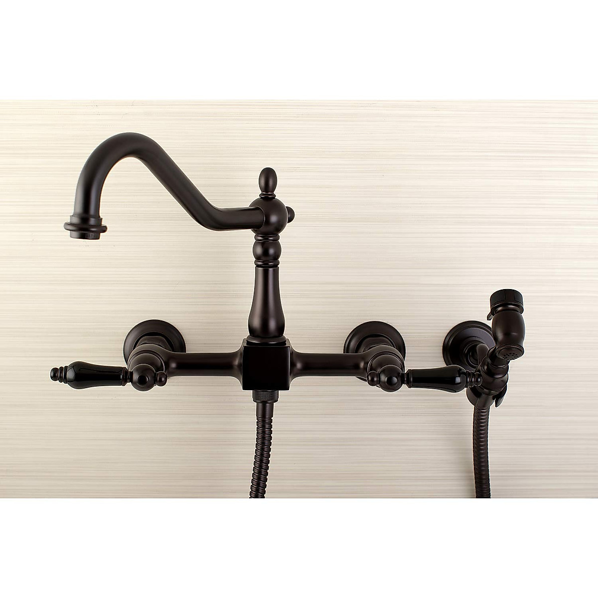 Kingston Brass KS1245PKLBS Duchess Bridge Kitchen Faucet, 8-1/2" In Spout Reach, Oil Rubbed Bronze
