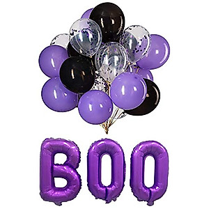 Halloween Party Balloons,Purple Boo Aluminum Foil Banner Balloons for Halloween Party Decorations and Supplies