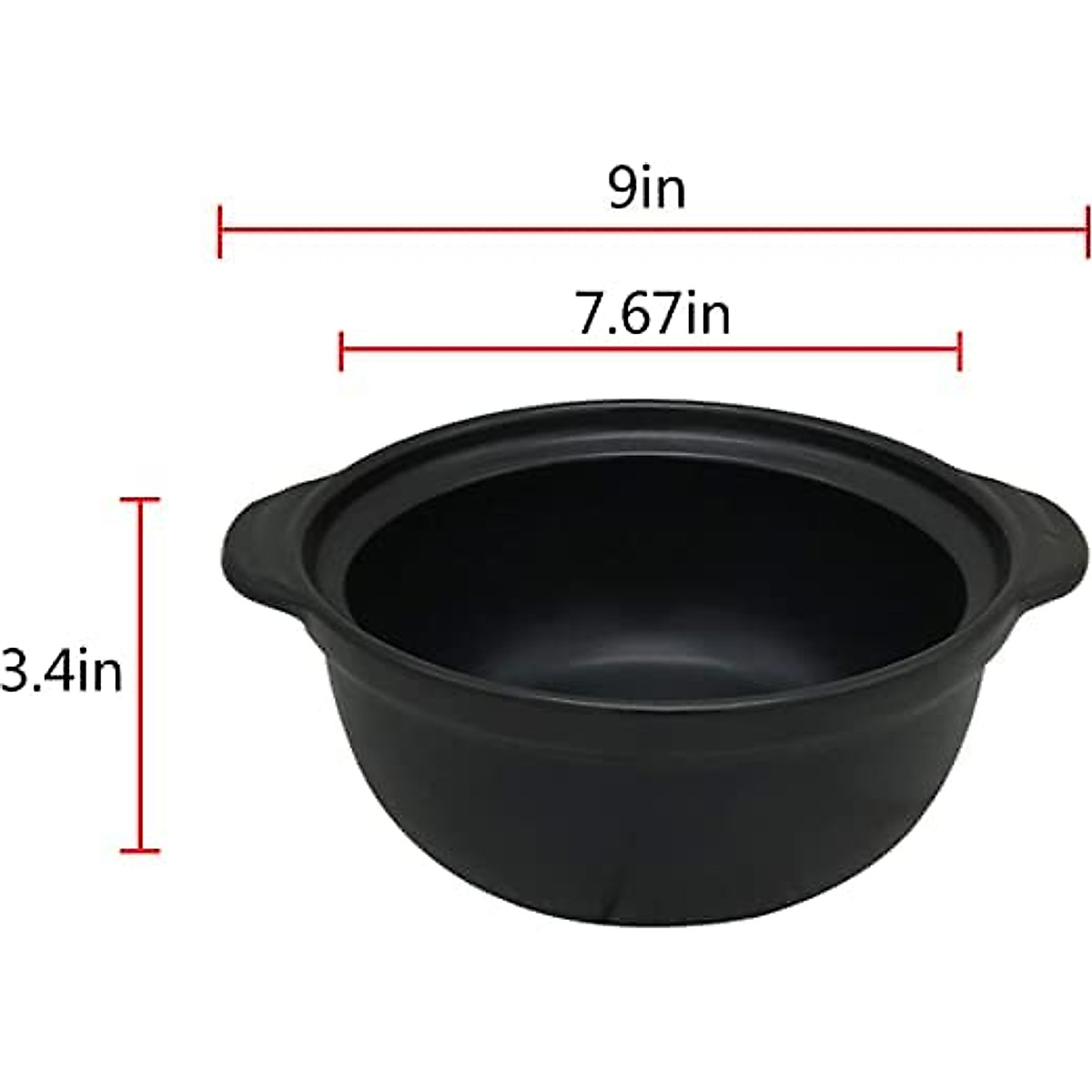 Premium Ceramic Black Casserole Clay Pot with Lid,For Cooking Hot Pot Dolsot Bibimbap and Soup