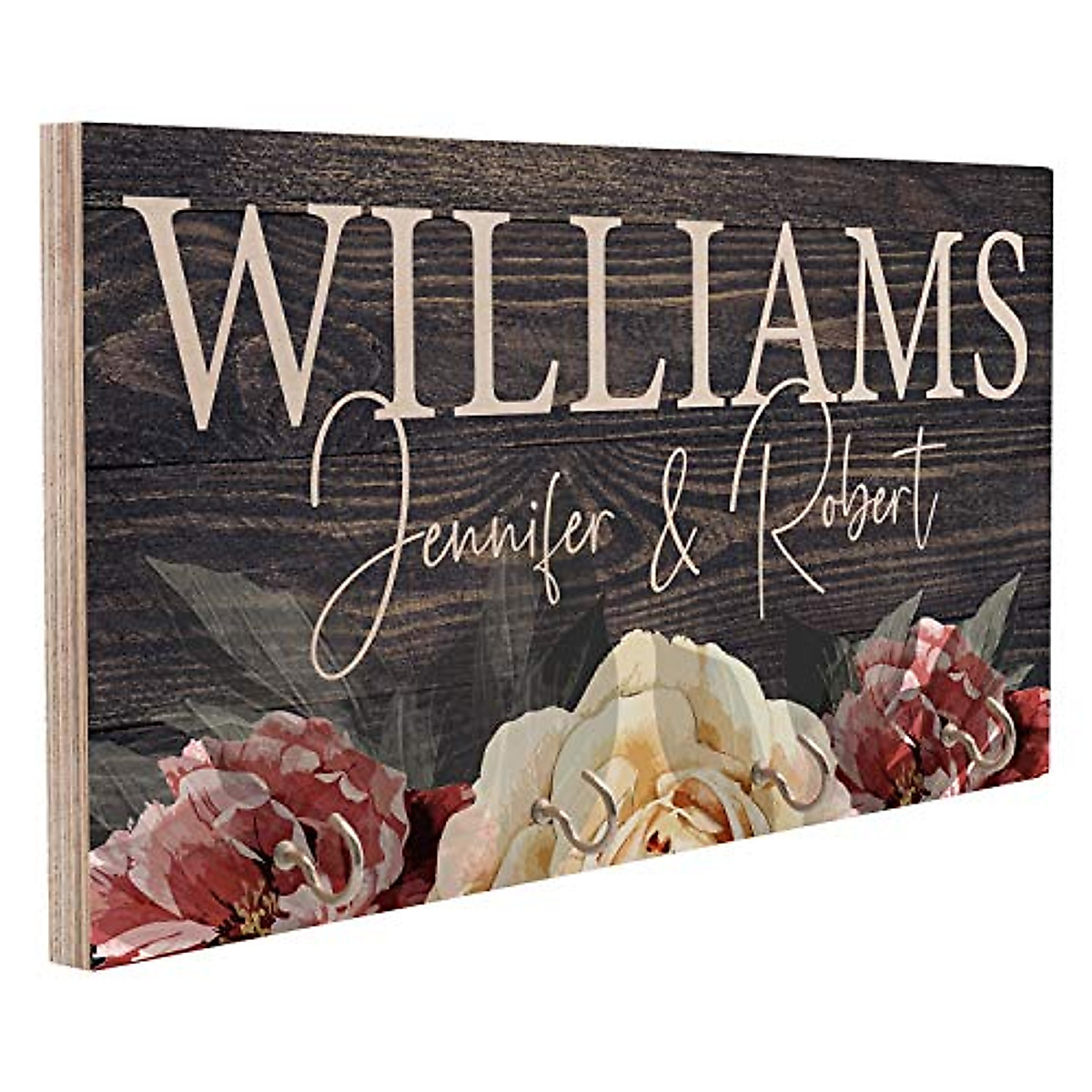 People People Personalized Wood Key Hanger for Wall | New Home Décor Gift for Wedding Housewarming | Customized Gifts for Couple Mr Mrs Key Ring Holder Hook | Key Rack | C01D02