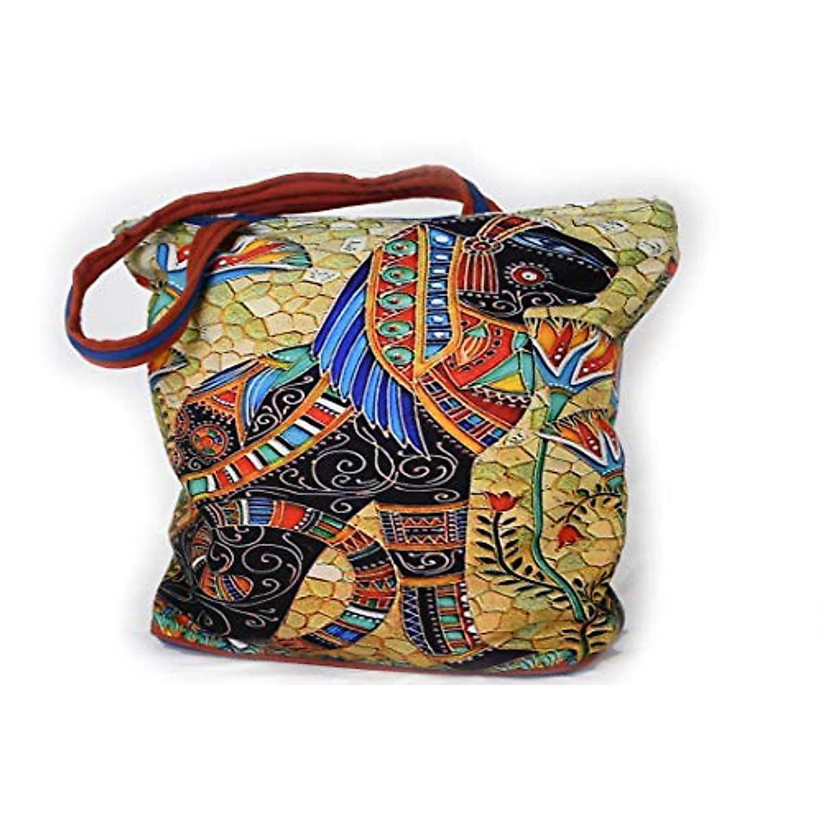 Cat-On-The-Bag Sahara Sands Egyptian Cat Themed Over The Shoulder Sturdy Canvas Purse for Women 1 Main Pocket and 1 Zippered Inside Pocket for Everyday Use