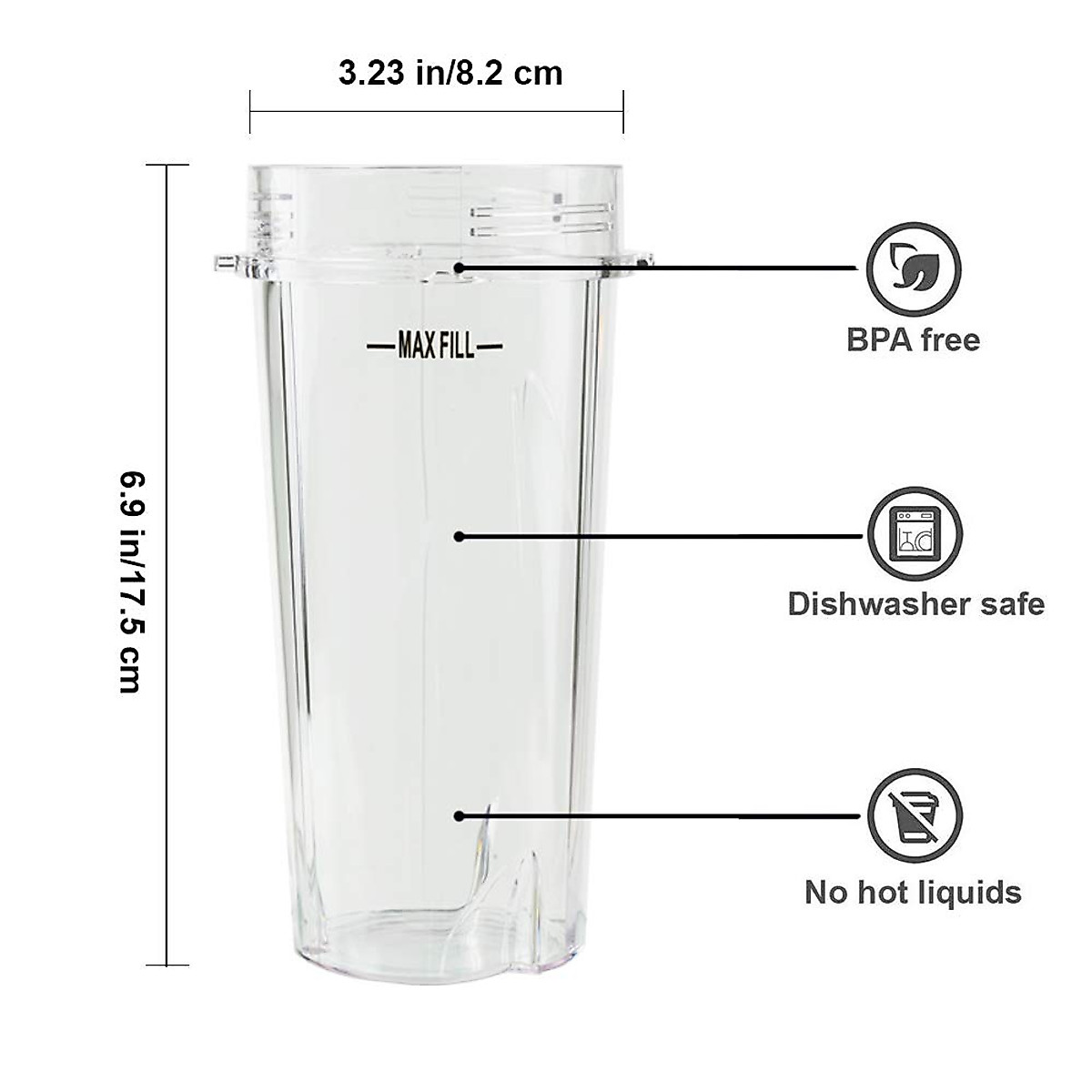 Blender Cups for Ninja Blender, 16OZ Cup with Sip Lids Compatible with Nutri Ninja Auto IQ Series Blenders