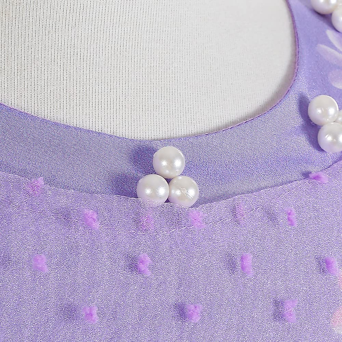 Yipkorra Encanto Mirabel Costume for Girls, Little kid Cosplay Isabella Outfit Princess Halloween Dress Up With Earrings (Isabela B, 7-8 Years)