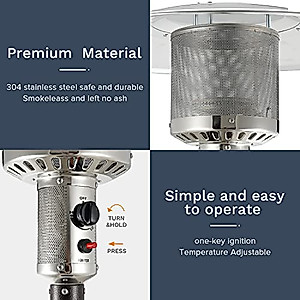 Erinnyees Propane Patio Heater, 47000 BTU Outdoor Propane Heater with Drink Shelf Tabletop - Auto Shut Off Tilt Valve - Simple Ignition System and Wheels, Gas Heater for Patio and Garden…