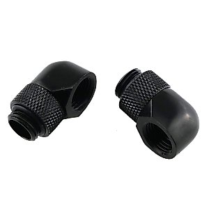 E-outstanding 2PCS G1/4" Male to Female Extender Fitting 2PCS Black 90 Degree Elbow Thread Rotary Connector Adapter for Computer Water Cooling System