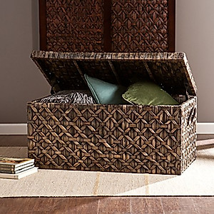 Southern Enterprises Water Hyacinth Diamond Weave Storage Trunk, Blackwashed Finish